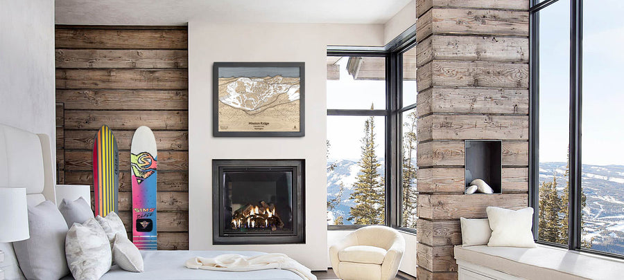 Torched Peaks | Wooden Skiing Art, Ski Resort Maps, 3D Mountain Art