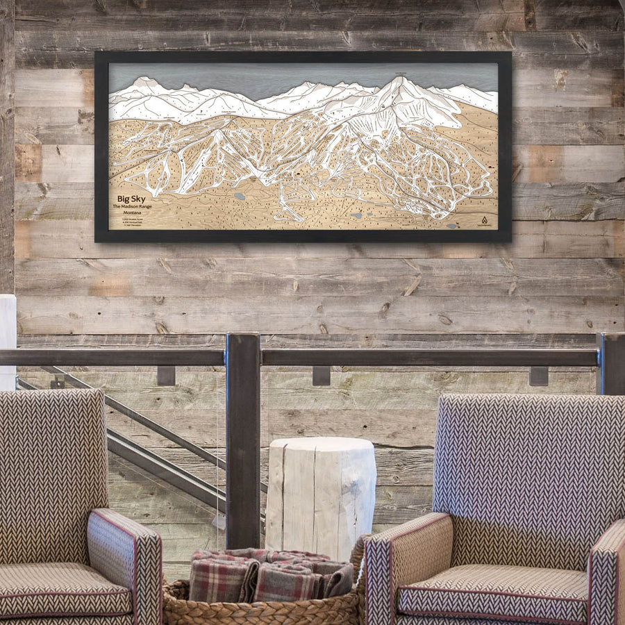 Torched Peaks | Premium Wooden Ski Trail Maps, Ski Cabin Decor