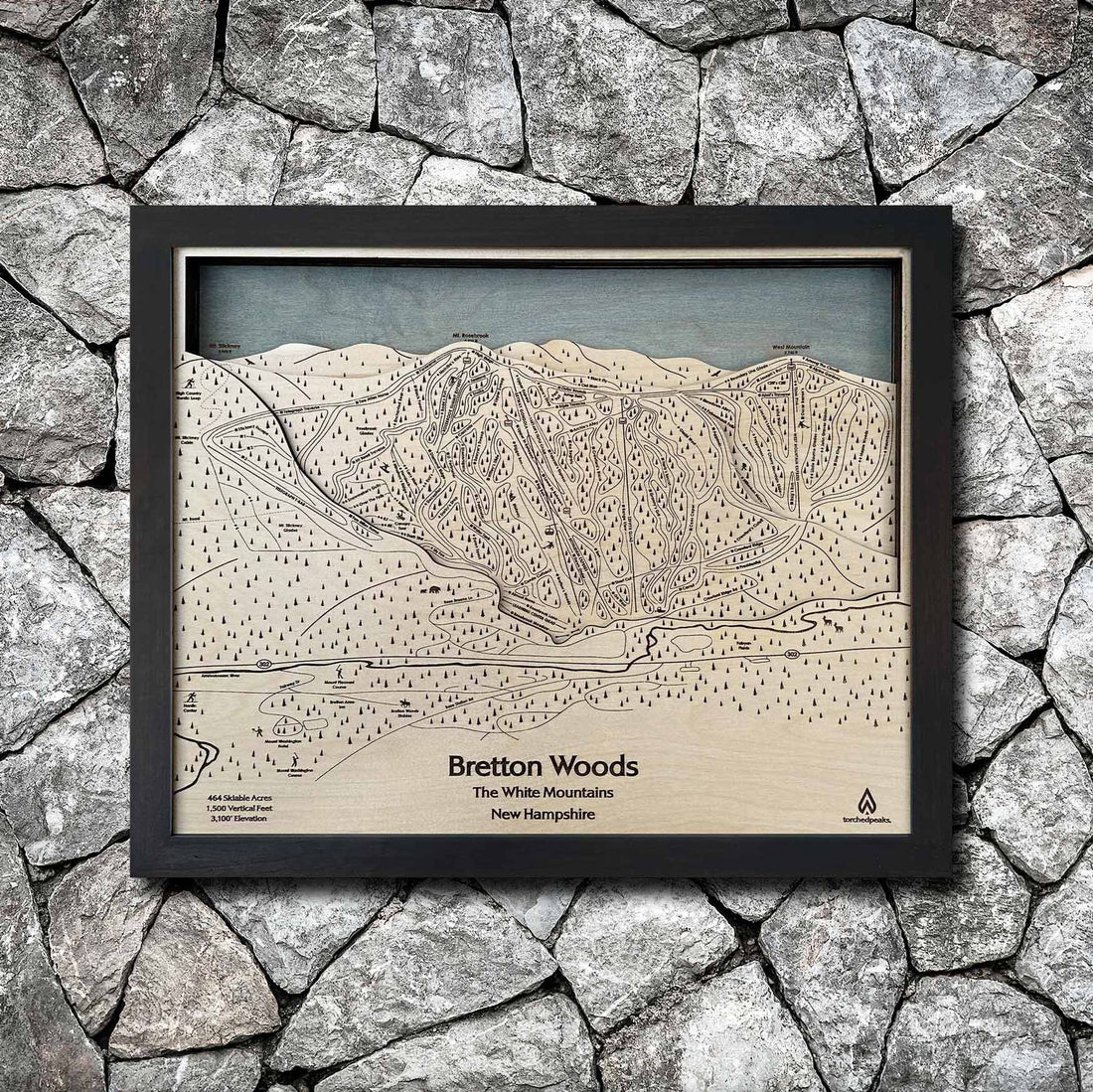 Bretton Woods, NH Ski Trail Map Art | 3D Wood Ski Resort Map
