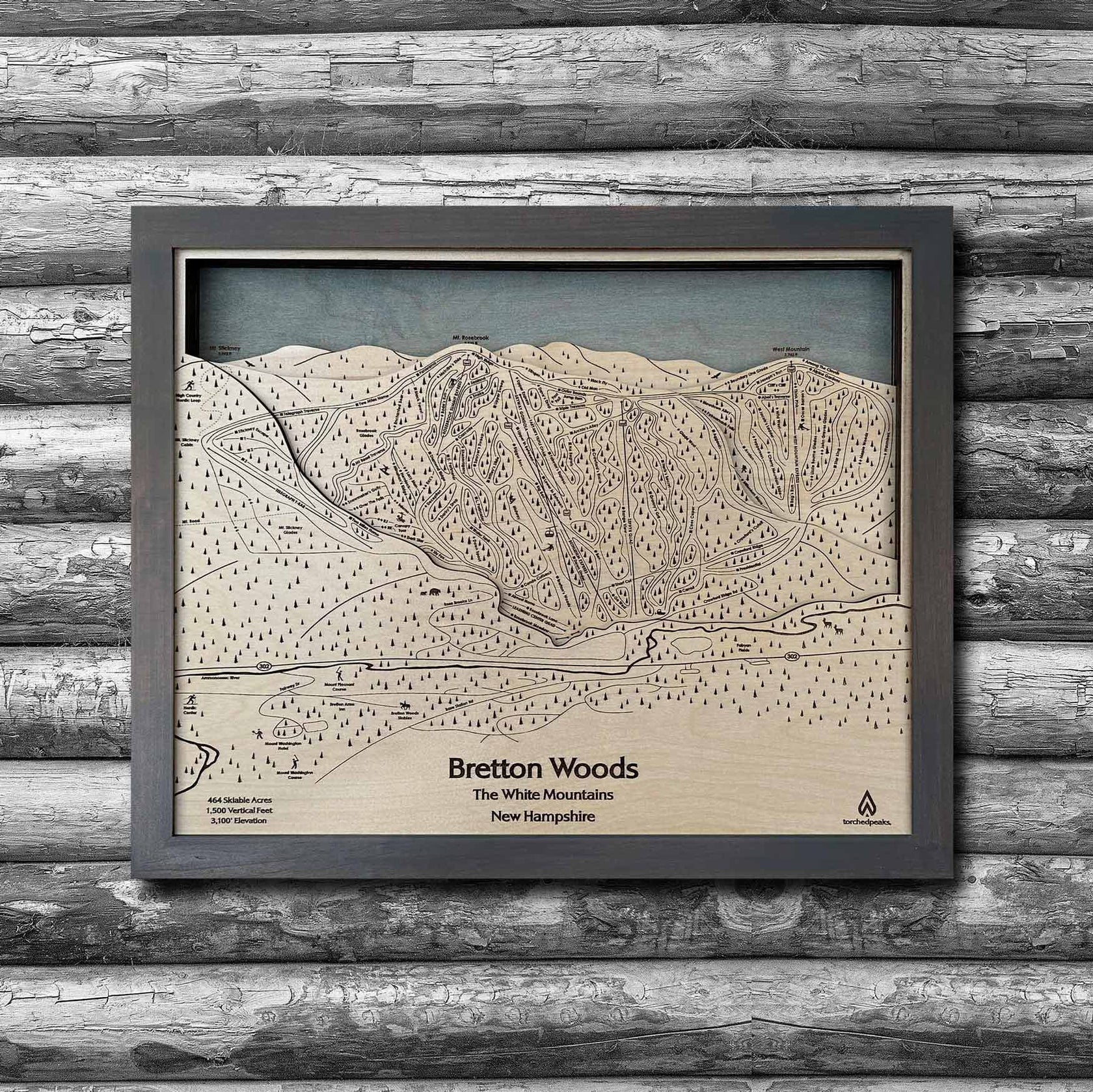 Bretton Woods, NH Ski Trail Map Art | 3D Wood Ski Resort Map