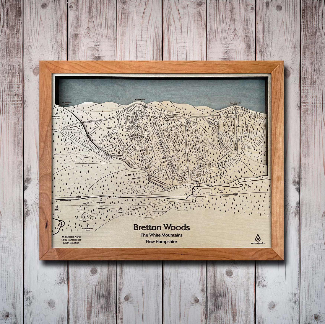Bretton Woods, NH Ski Trail Map Art | 3D Wood Ski Resort Map