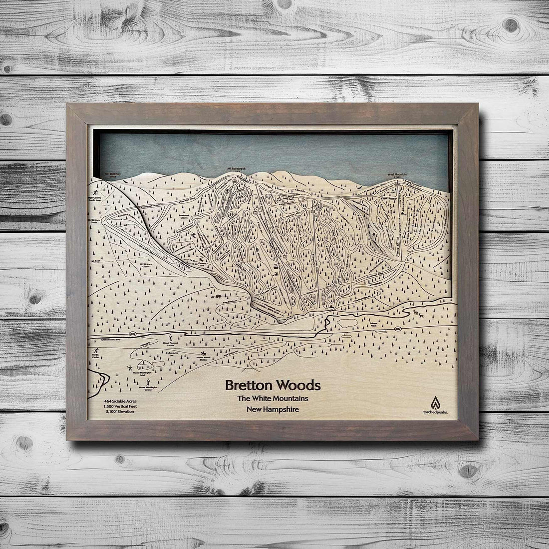 Bretton Woods, NH Ski Trail Map Art | 3D Wood Ski Resort Map