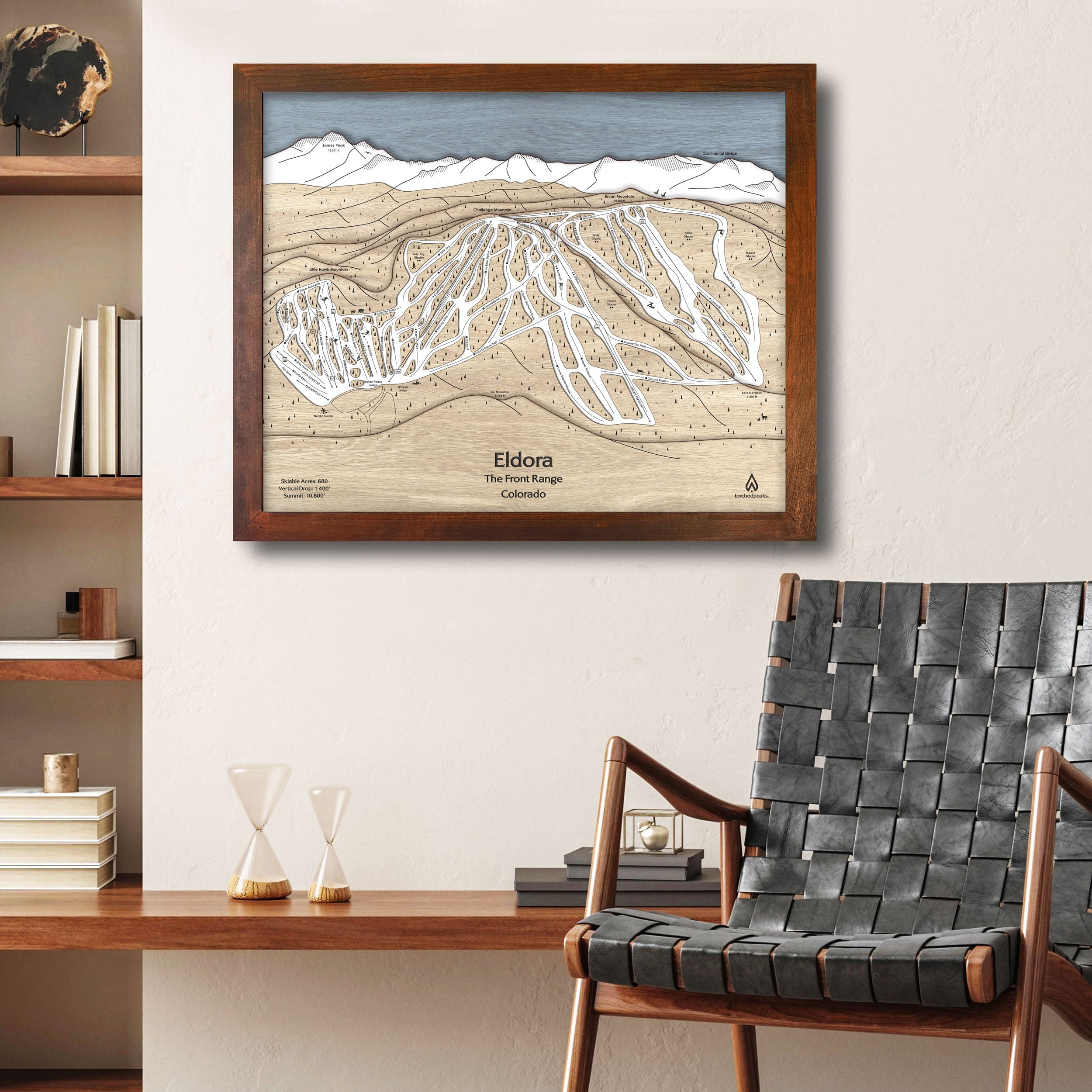 Eldora Mountain, CO Wooden Ski Map Art | 3D Skiing Wall Art