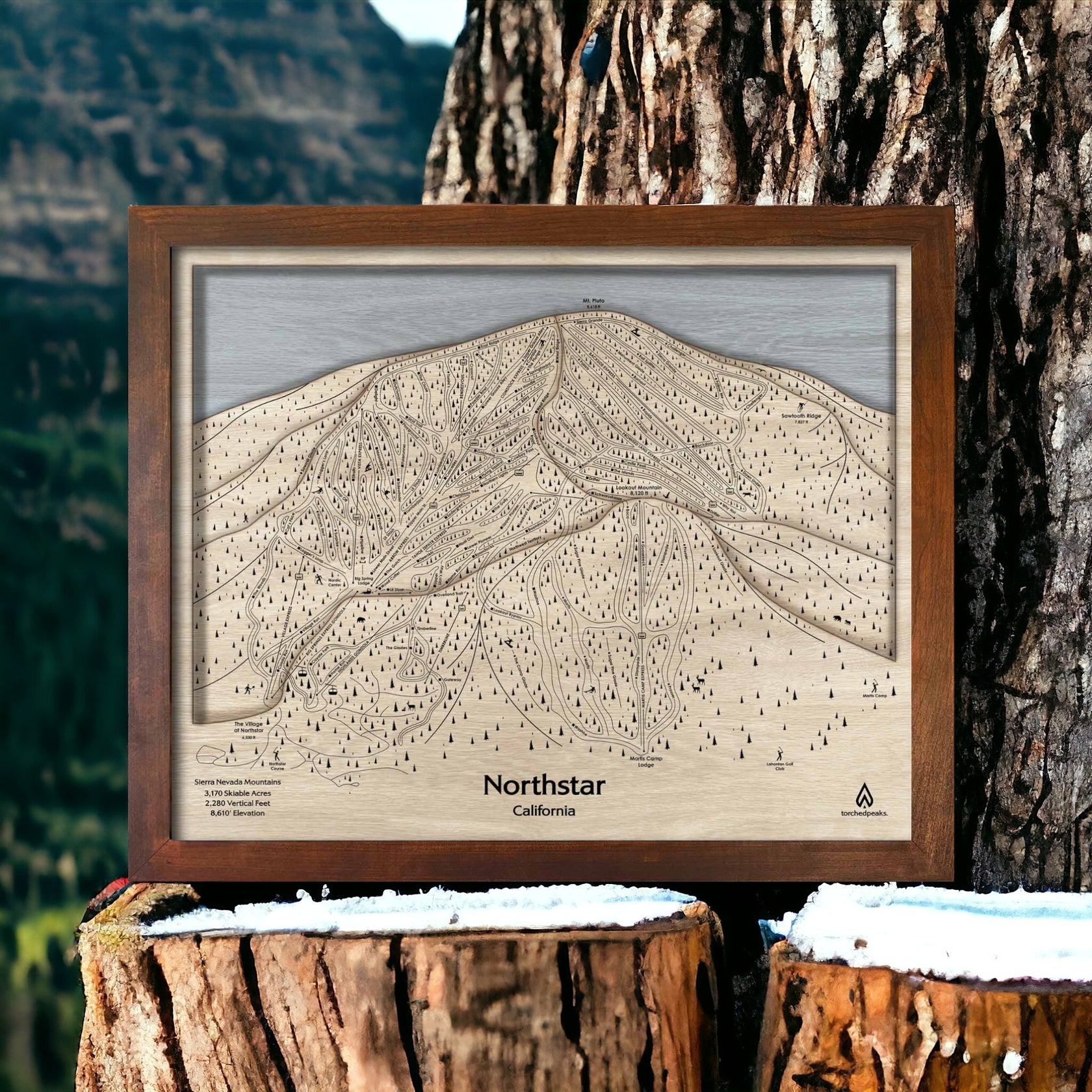 Northstar, CA Ski Trail Map Art | 3D Wood Ski Resort Art