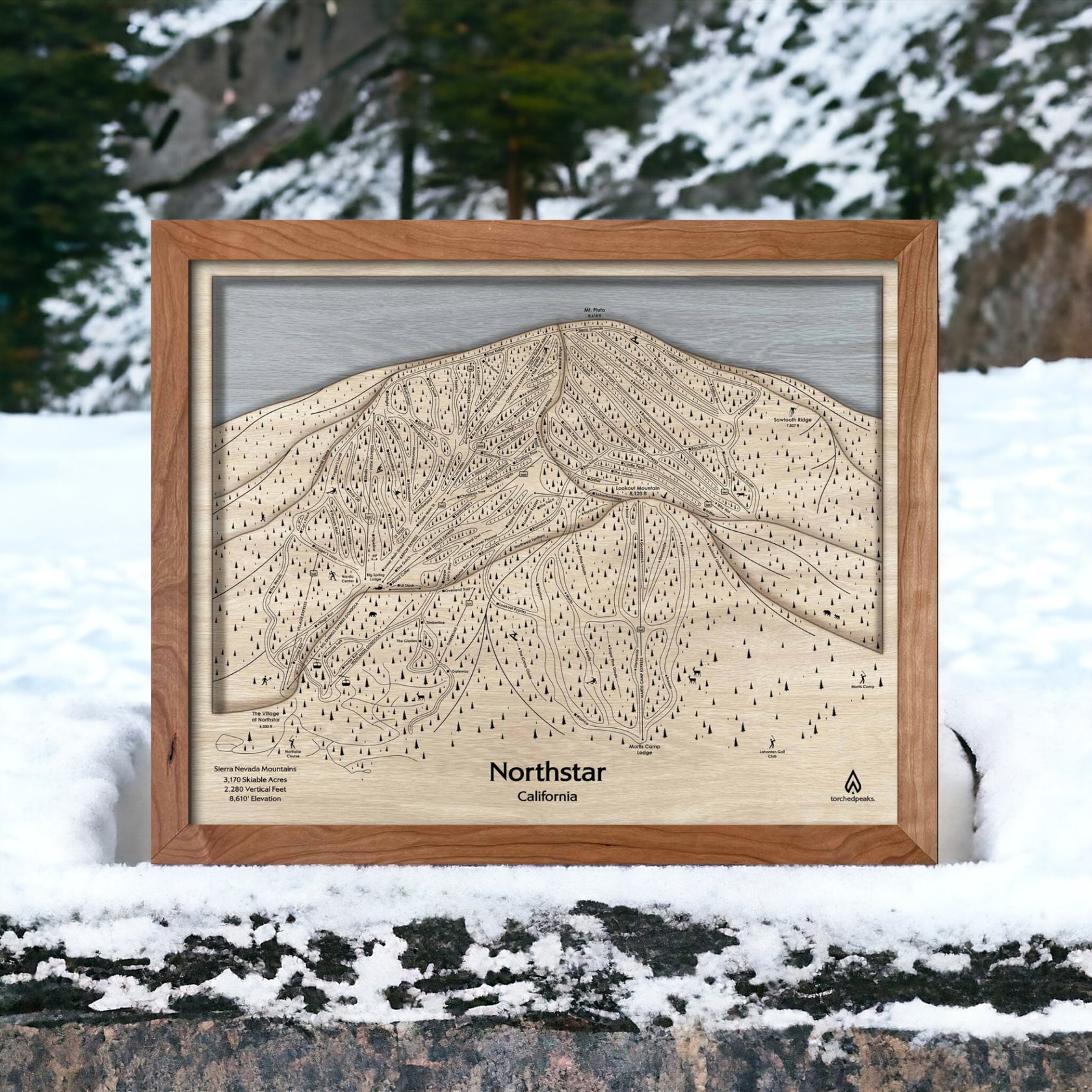 Northstar, CA Ski Trail Map Art | 3D Wood Ski Resort Art
