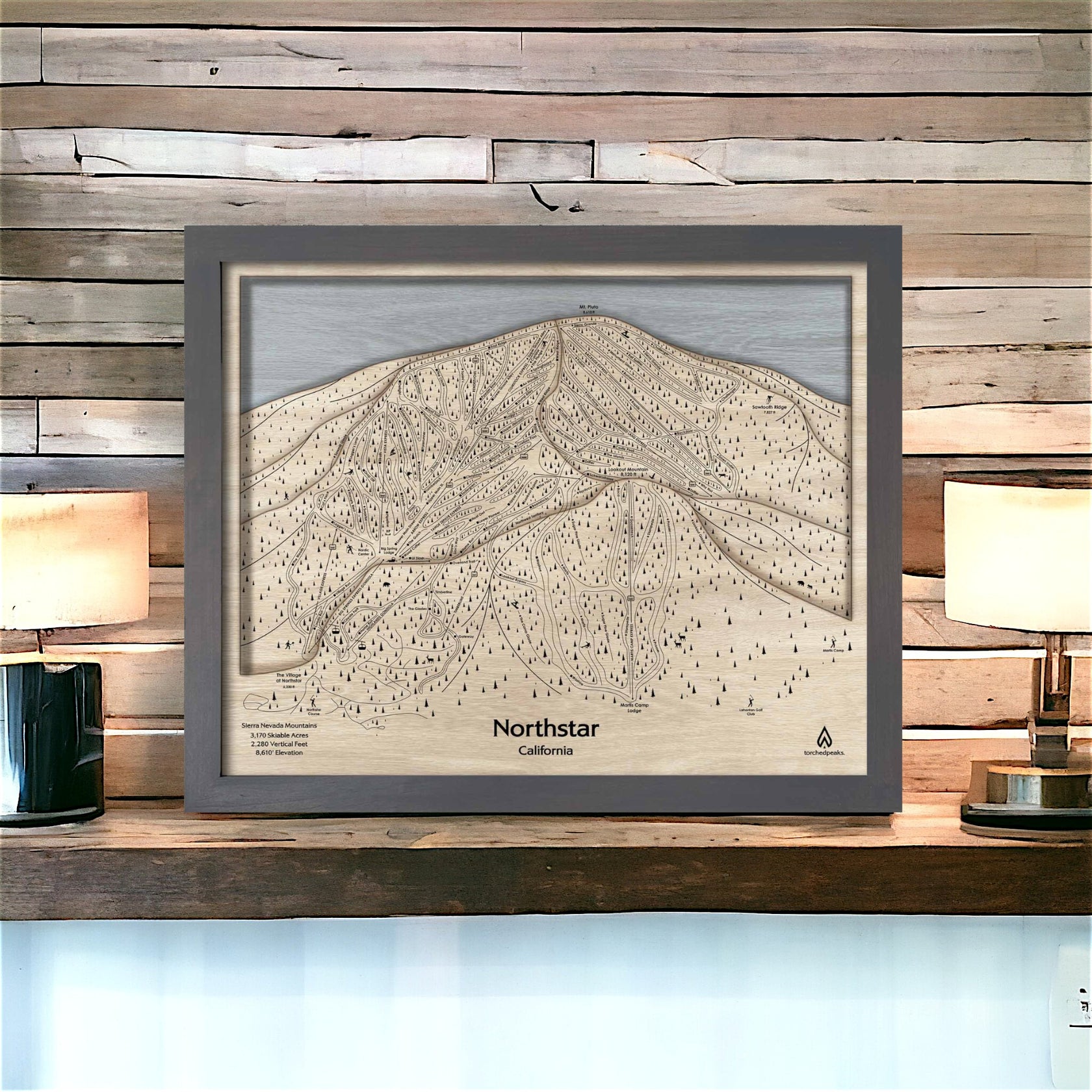 Northstar, CA Ski Trail Map Art | 3D Wood Ski Resort Art