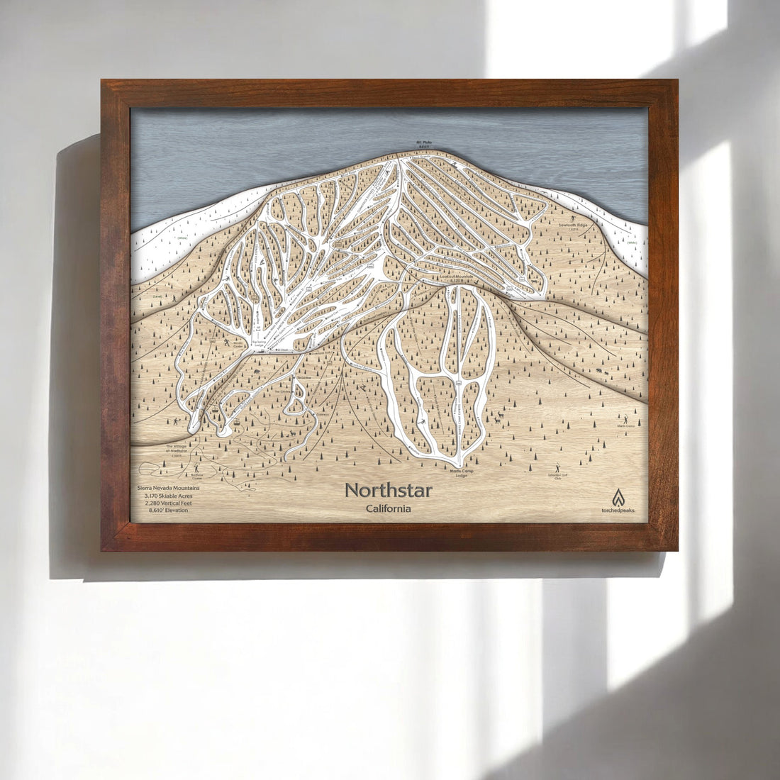 Northstar Ski Resort California Ski Trail Map | 3D Wood Ski Resort Map