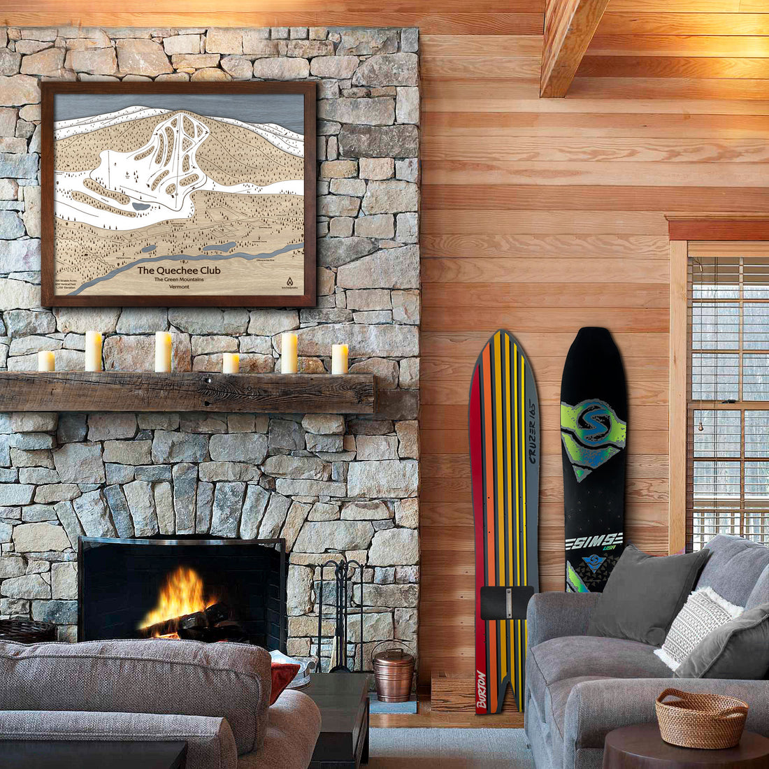The Quechee Club, VT Ski Trail Map Art | Wood Mountain Art