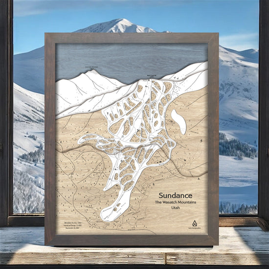 Sundance Mountain, UT Wood Ski Trail Map | 3D Mountain Art