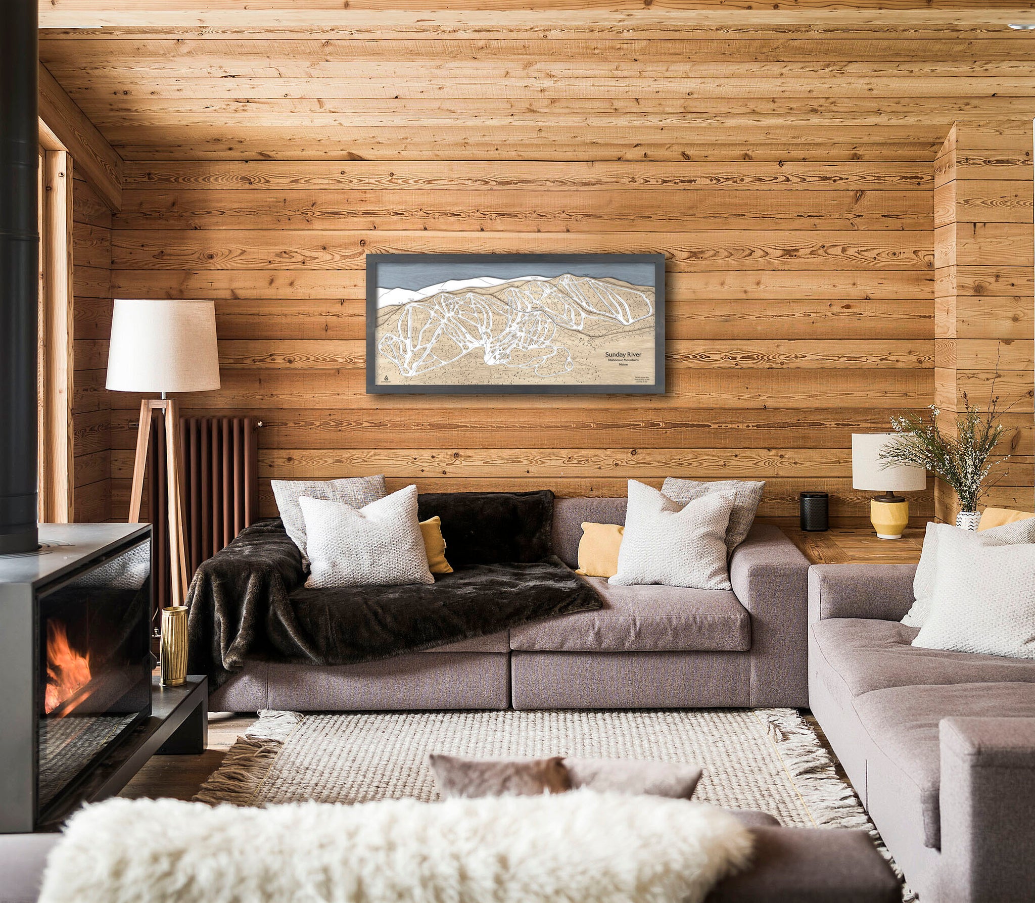 Sunday River, Maine Ski Resort Map Art | Wooden Ski Trail Map